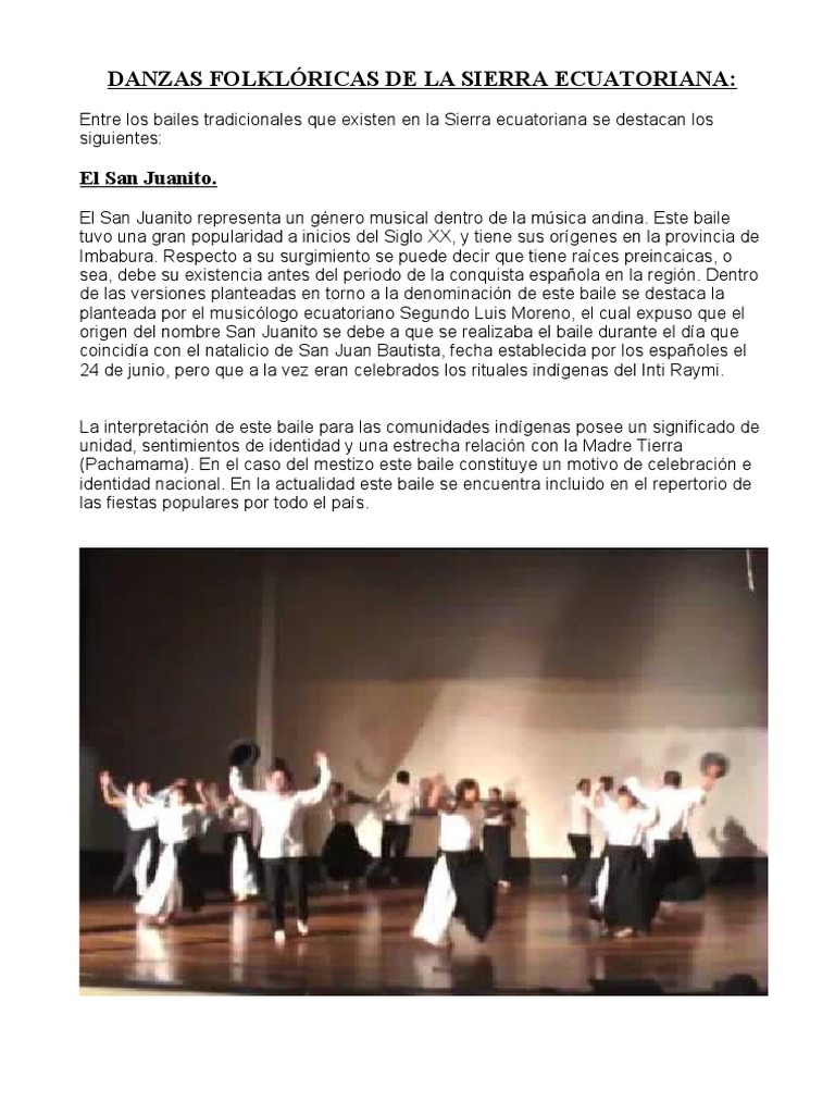 Danzas Tradicionales de la Sierra Ecuatoriana | PDF | Bailes | Las ...