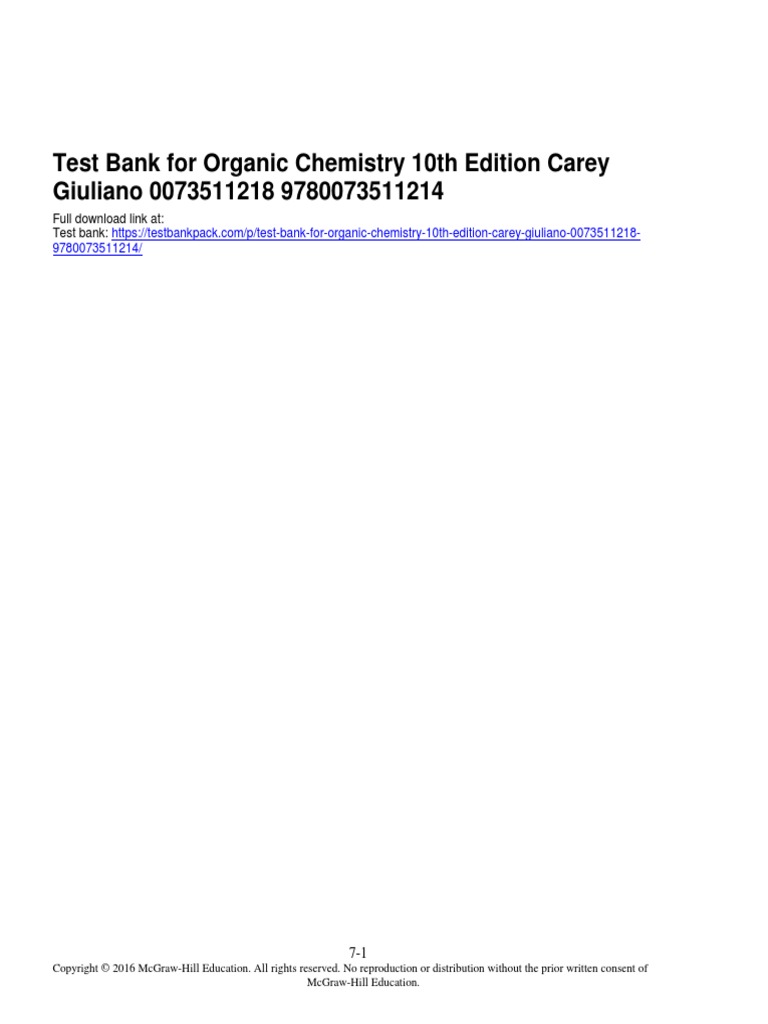 Organic Chemistry 10th Edition Carey Test Bank Download | PDF Organic Chemistry 10th Edition Carey Test Bank Download | PDF