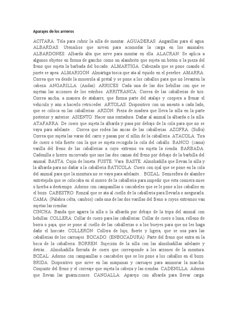 Aparajes y angarillas para caballerías | PDF | Ensillar | Ecuestre
