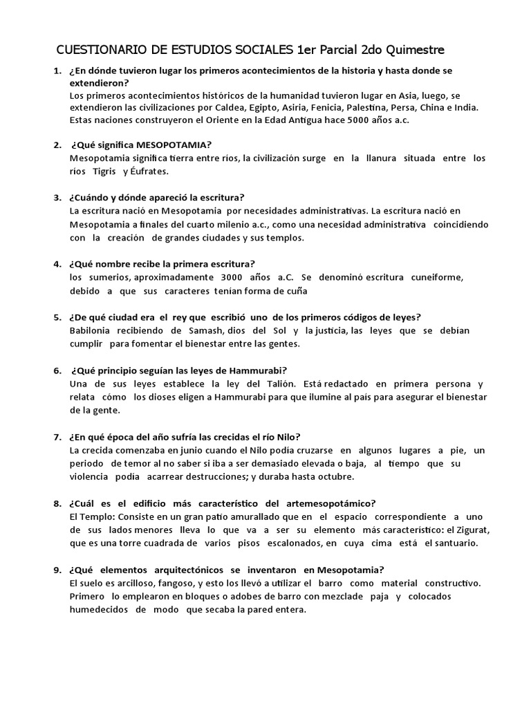 Cuestionario EESS 2do Quim | PDF