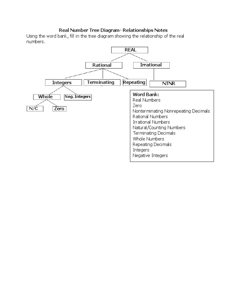 Real Number Tree Diagram | PDF