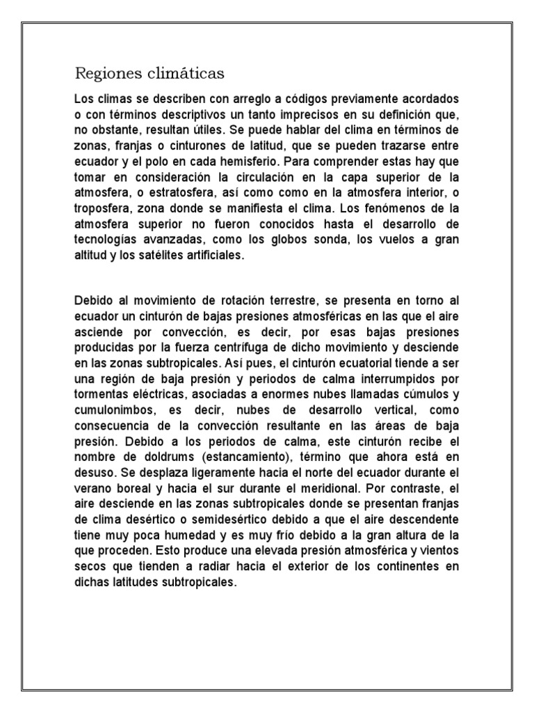 Regiones Climáticas y sus Características | PDF | Clima | Zona tropical