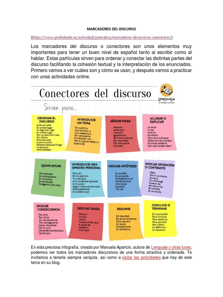 Marcadores Del Discurso | PDF