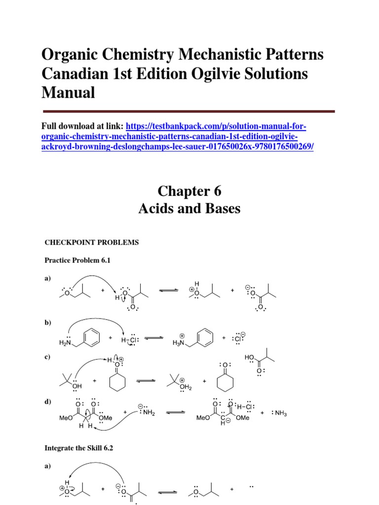 Organic Chemistry Mechanistic Patterns Canadian 1st Edition Ogilvie ...