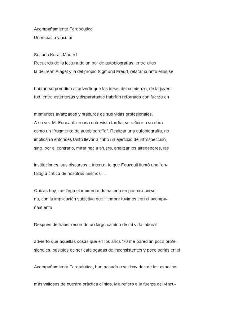 Acompañamiento Terapéutico Pdf Psicoanálisis Sicología