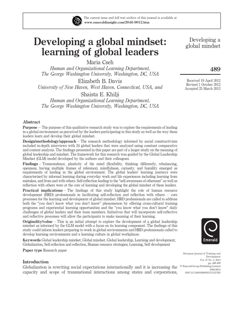 Global Mindset | PDF