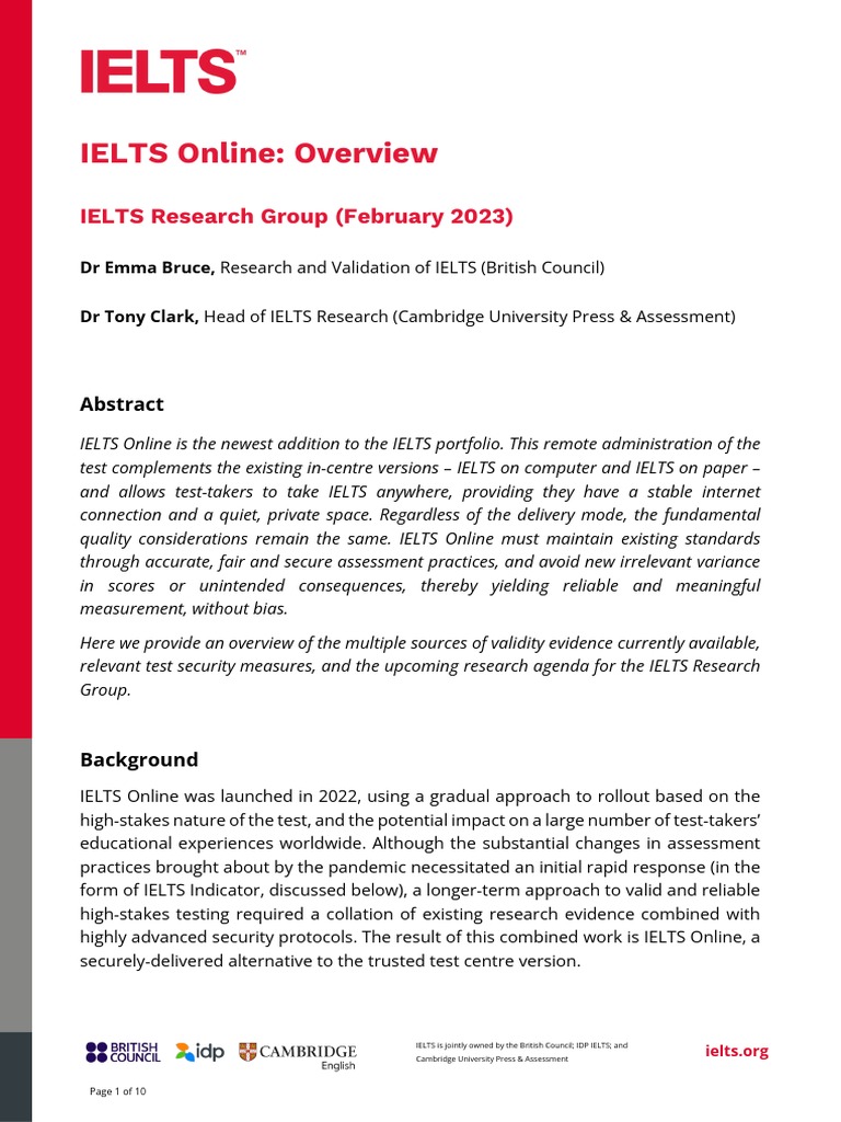 Ielts Online Overview Bruce Et Al 2023 | PDF