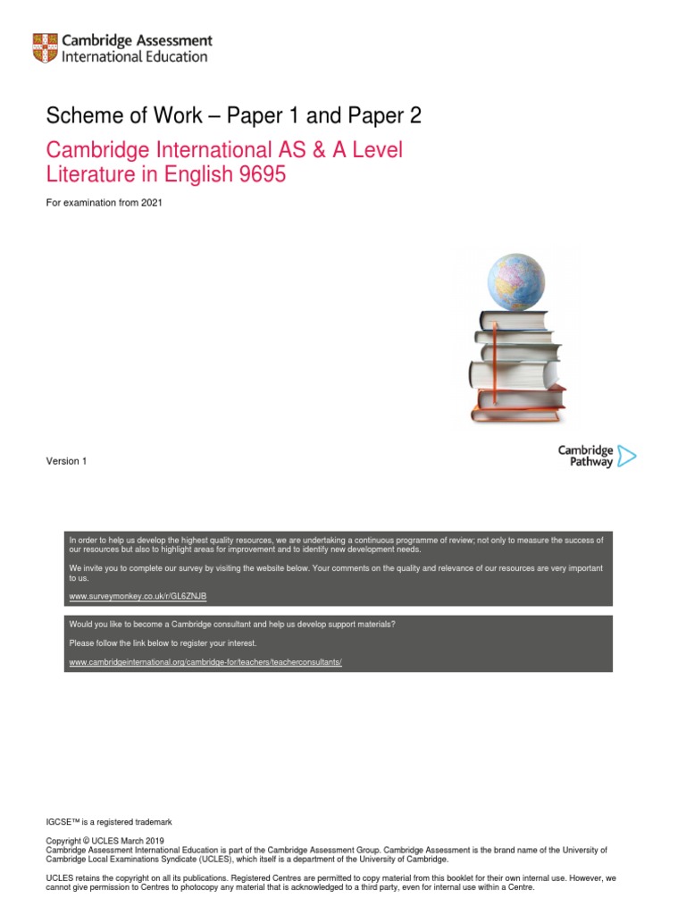 English in Literature Alevel Paper 1 and Paper 2 Scheme of Work | PDF | Learning | Essays