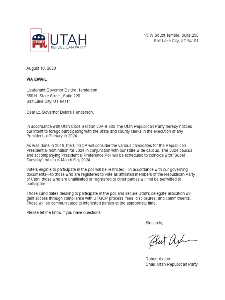 LT Gov Presidential Preference Poll Letter | PDF