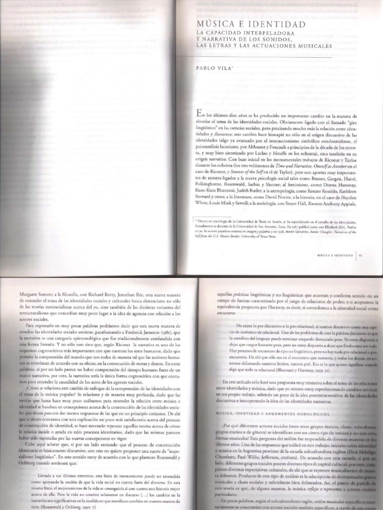 Música e identidad - Pablo Vila | PDF