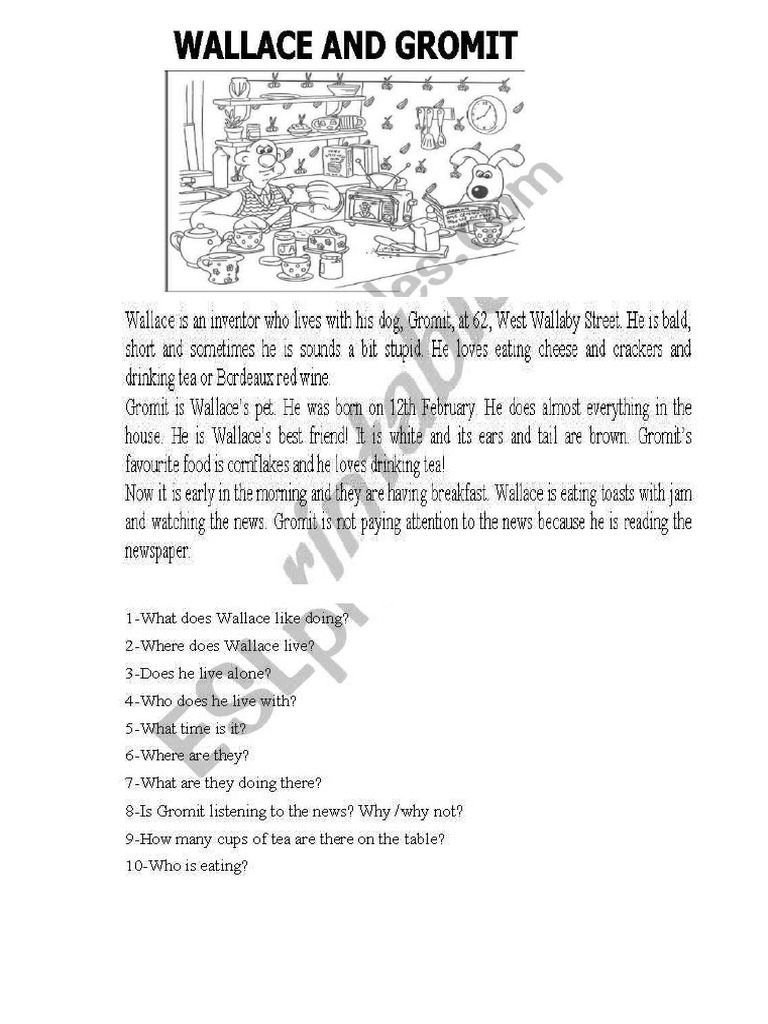 Wallace and Gromit - Reading Exercise | PDF