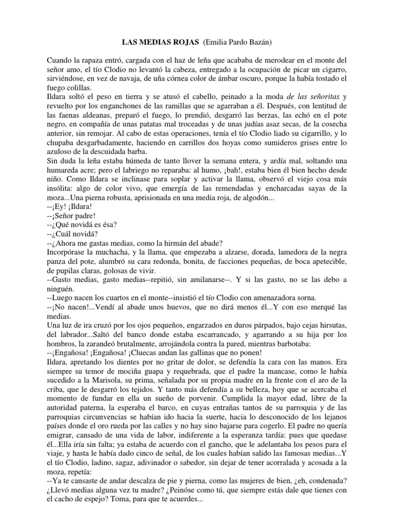 Las Medias Rojas Comentado | PDF | Cuentos | Pobreza
