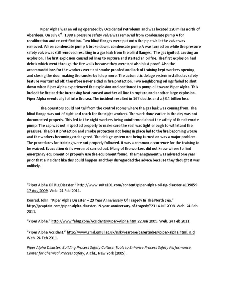 Piper Alpha Disaster Overview | PDF | Man Made Disasters | Safety