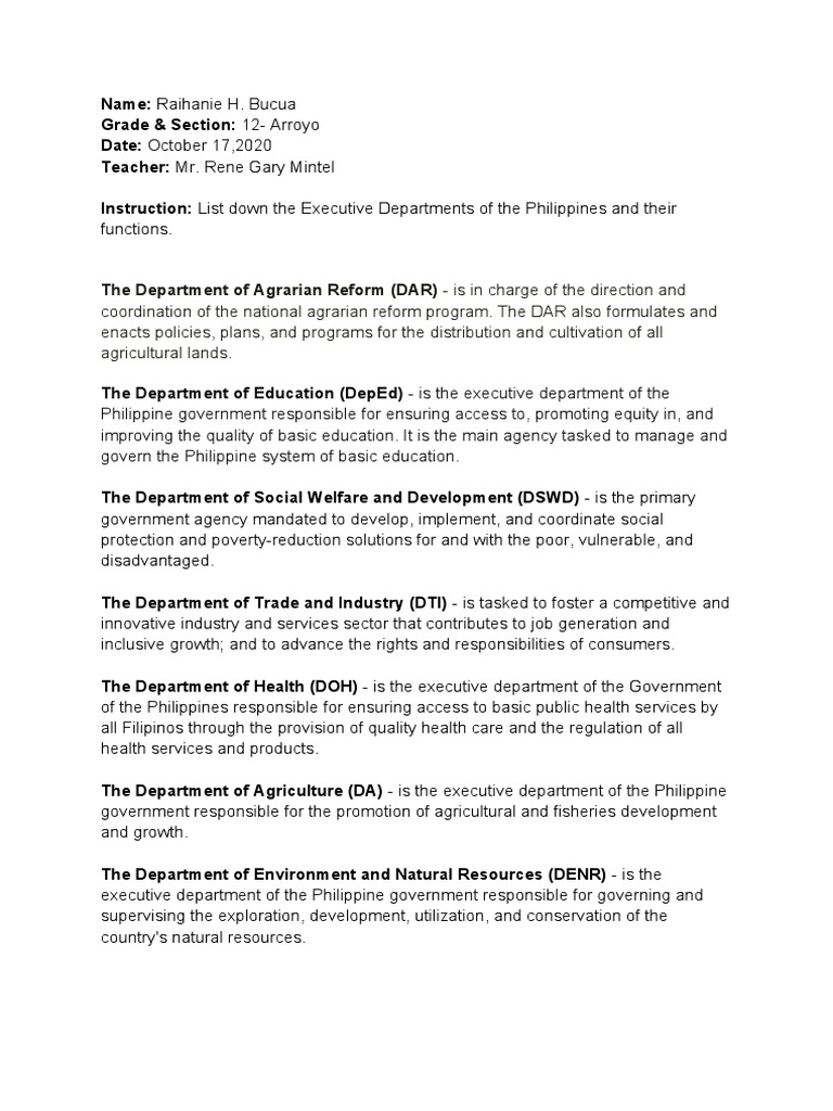 Executive Departments of the Philippines | PDF