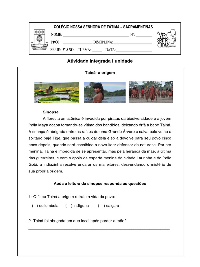 Atividade Integrada Tainá a Origem | PDF