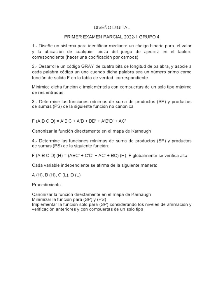 Primer Examen Parcial Dis - Dig 2022-1 | PDF