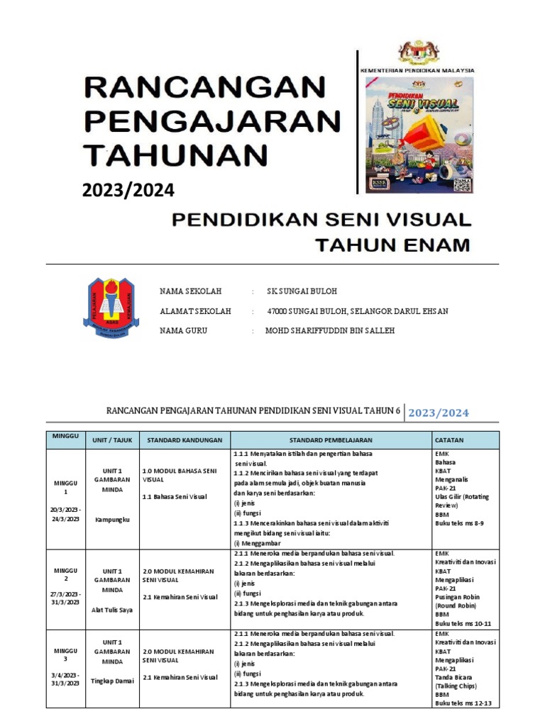 RPT PSV Tahun 6 2023-2024 | PDF