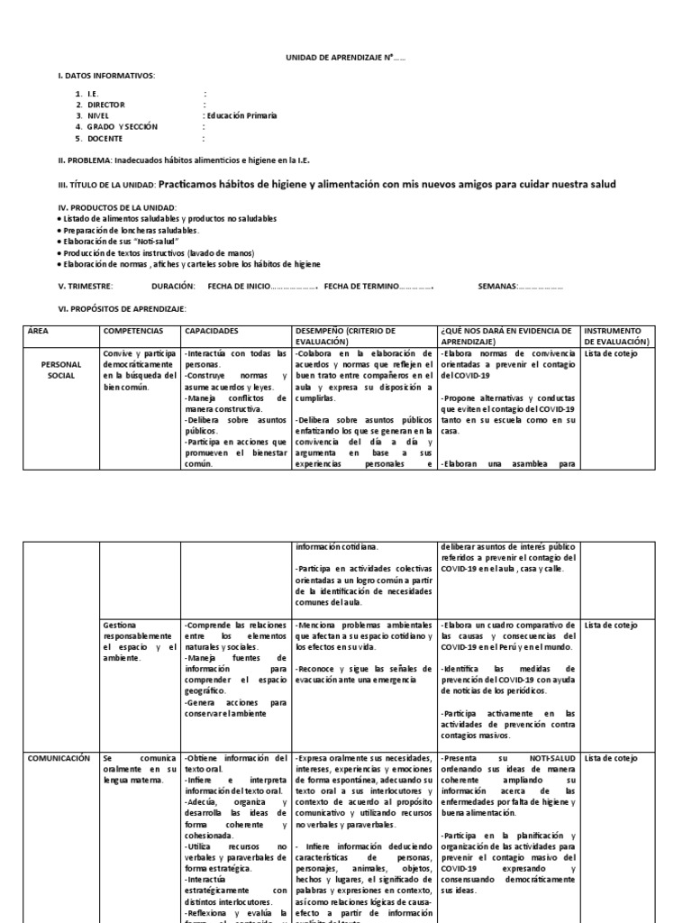 Modelo de Una Unidad de Aprendizaje | PDF