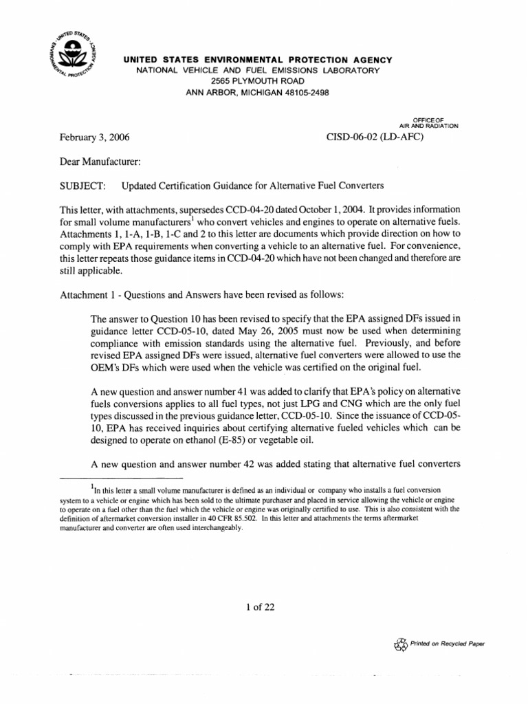Updated Guidance for Alternative Fuel Converters | PDF