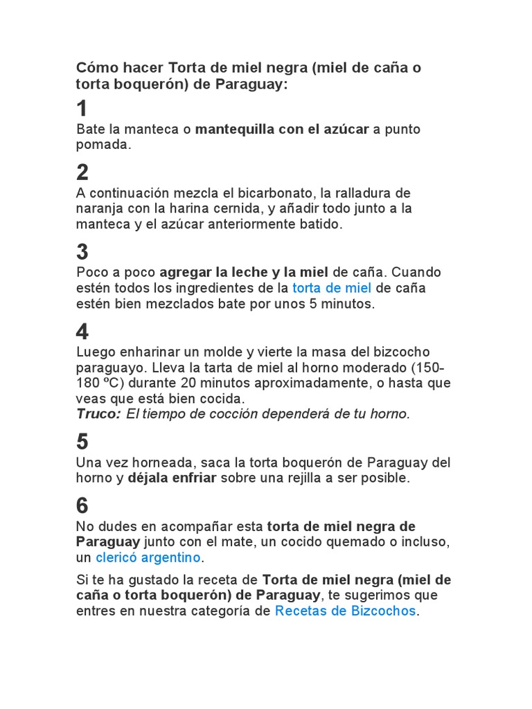 Torta de miel negra | PDF