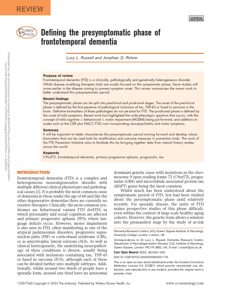 Defining The Presymptomatic Phase Of.84 | PDF