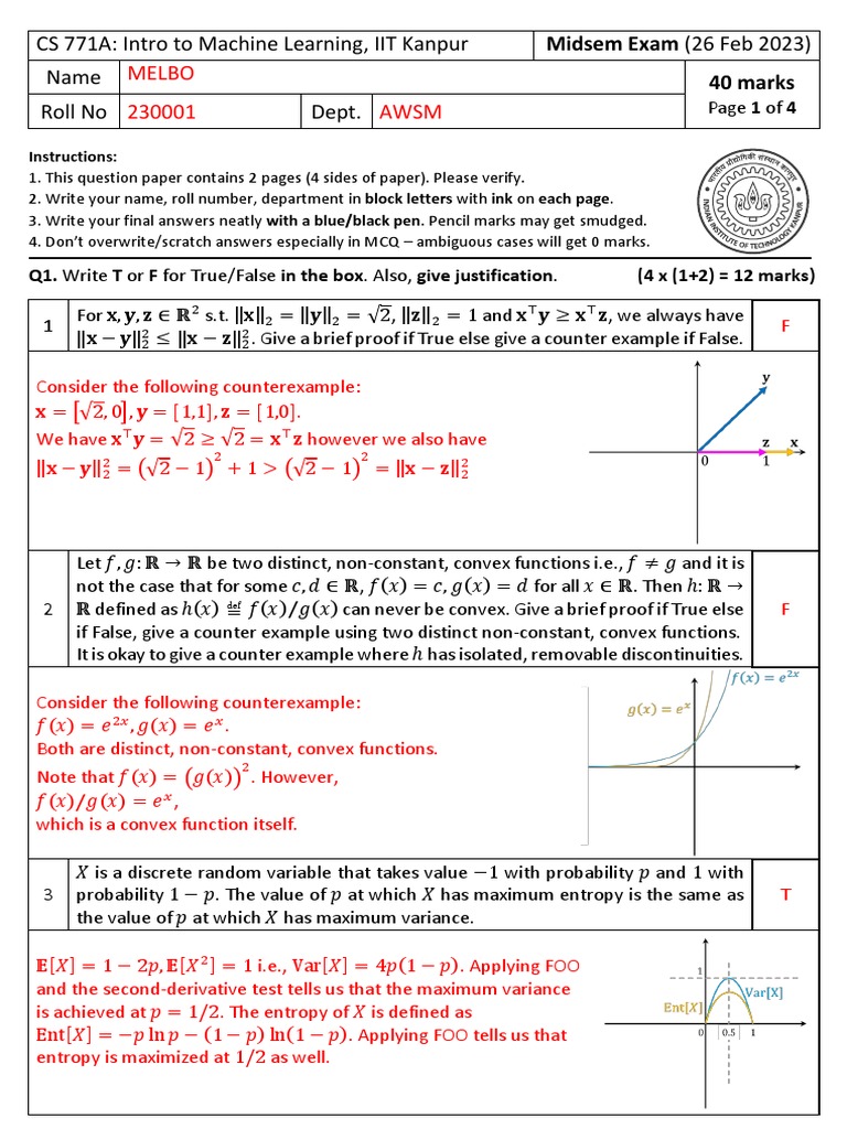 ML MS 22-23-II Key | PDF | Mathematical Optimization | Mathematics