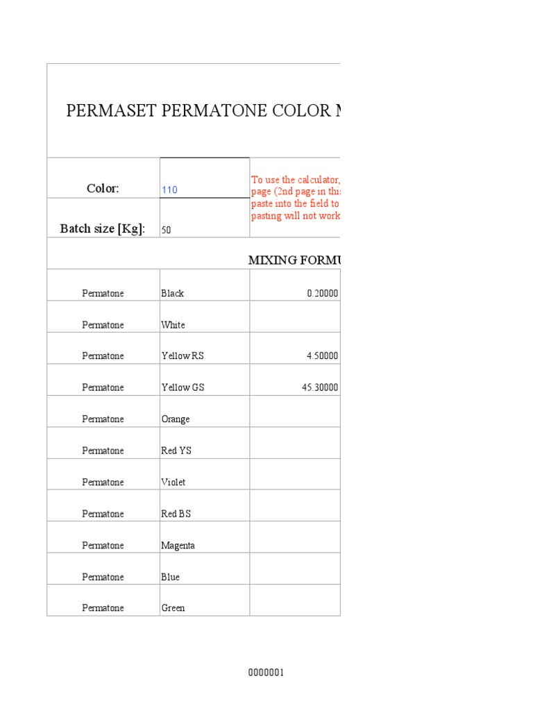 Permatone Mixing Calculator | PDF | Grey | Visual System