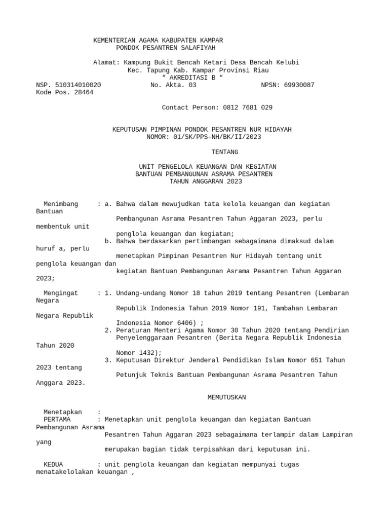 SK Upk2b Tahun 2023 | PDF