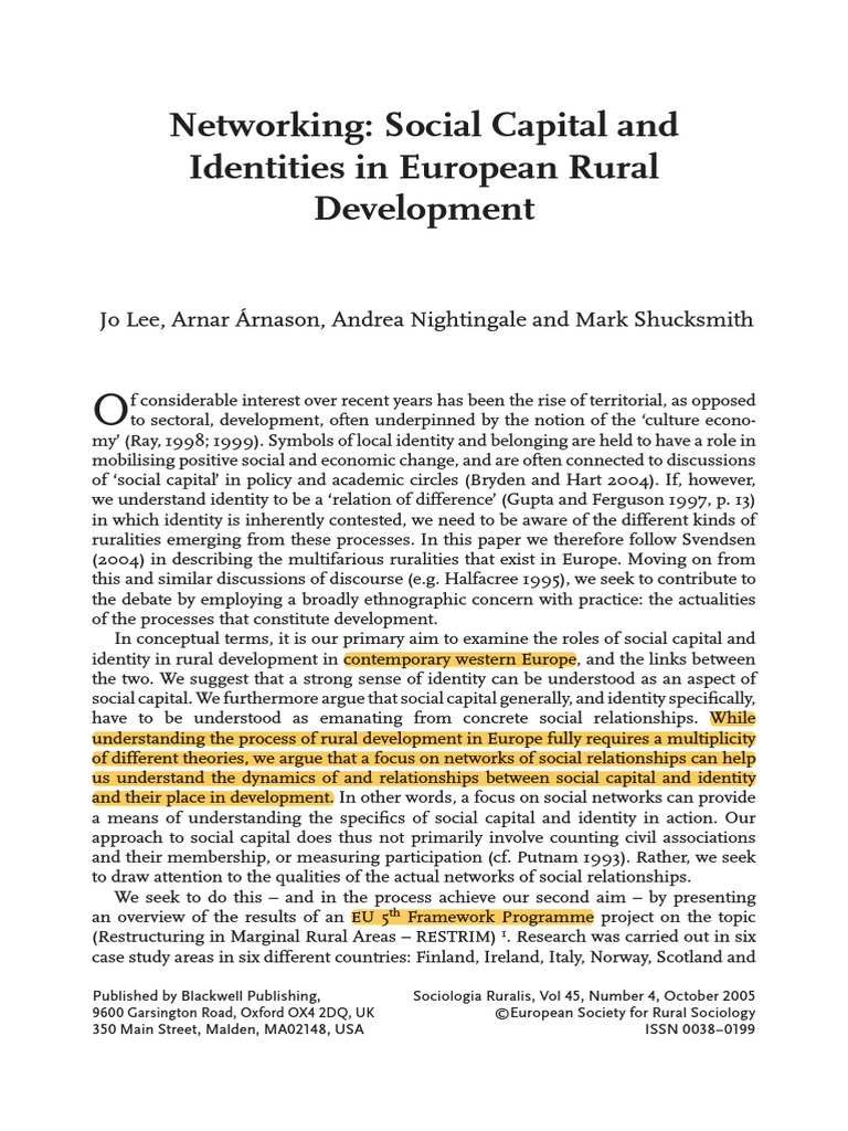 04 - Networking - Social Capital and Identities in European Rural ...