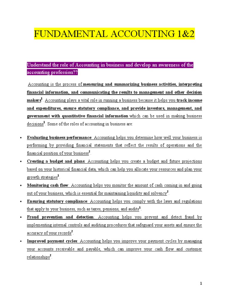 Fundamental Accounting 1&2..... Microsoft | PDF