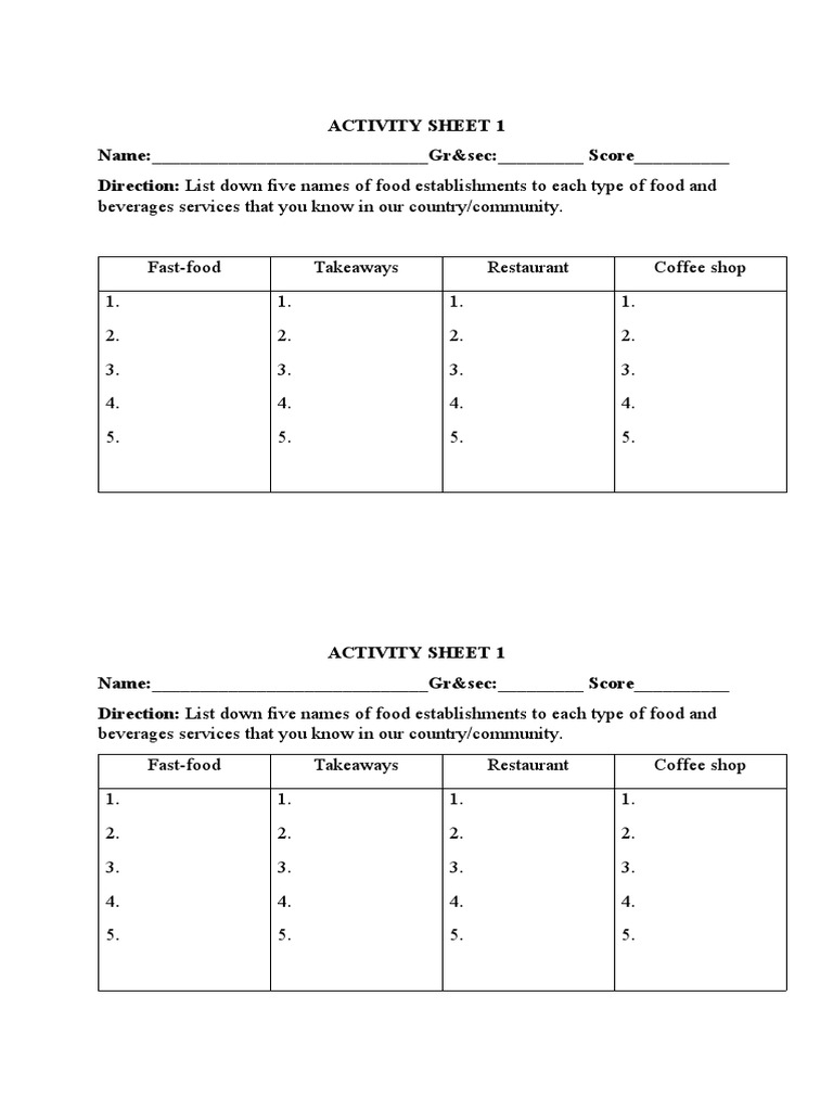 Activity Sheet 1 | PDF