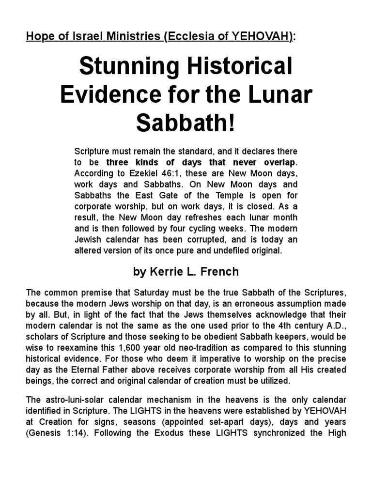 Stunning Historical Evidence For The Lunar Sabbath! 2 | PDF