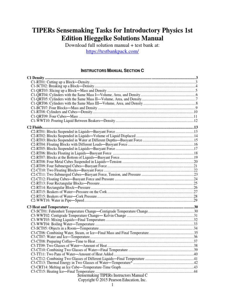 TIPERs Sensemaking Tasks For Introductory Physics 1st Edition Hieggelke ...