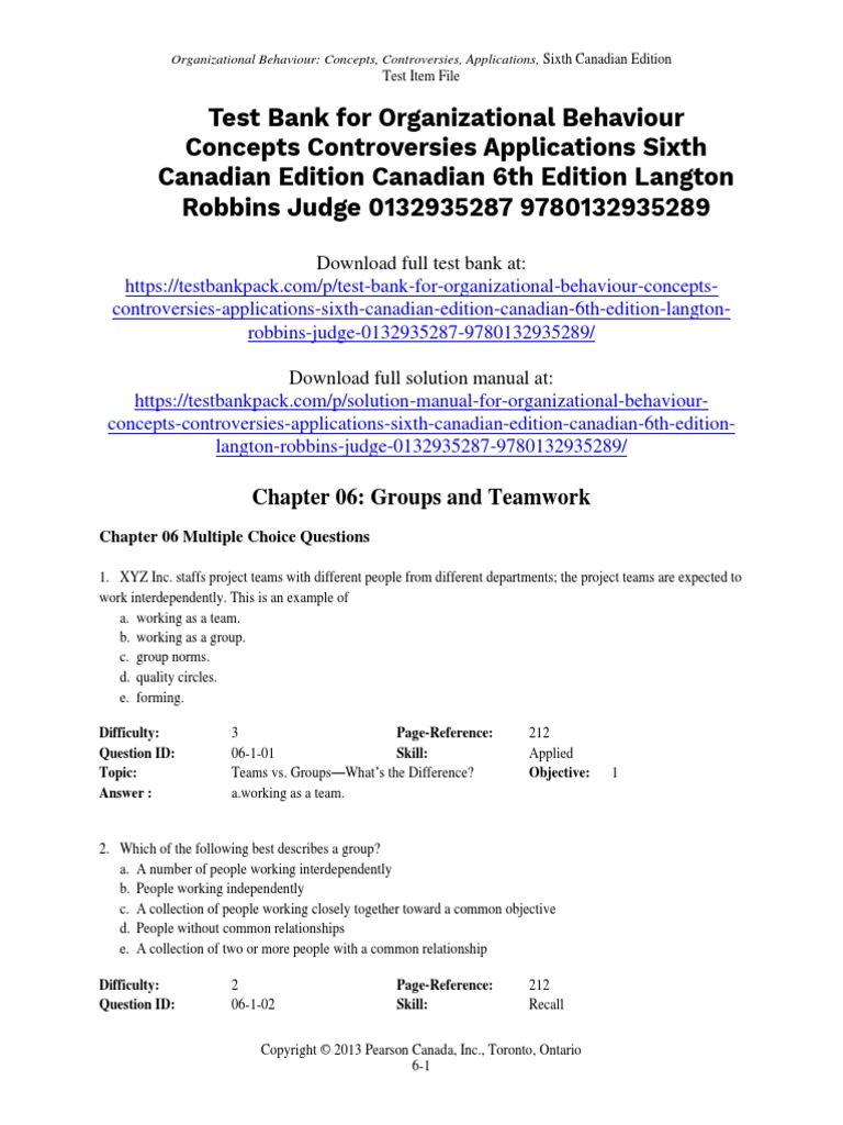 Organizational Behaviour Concepts Controversies Applications Sixth ... Organizational Behaviour Concepts Controversies Applications Sixth ...