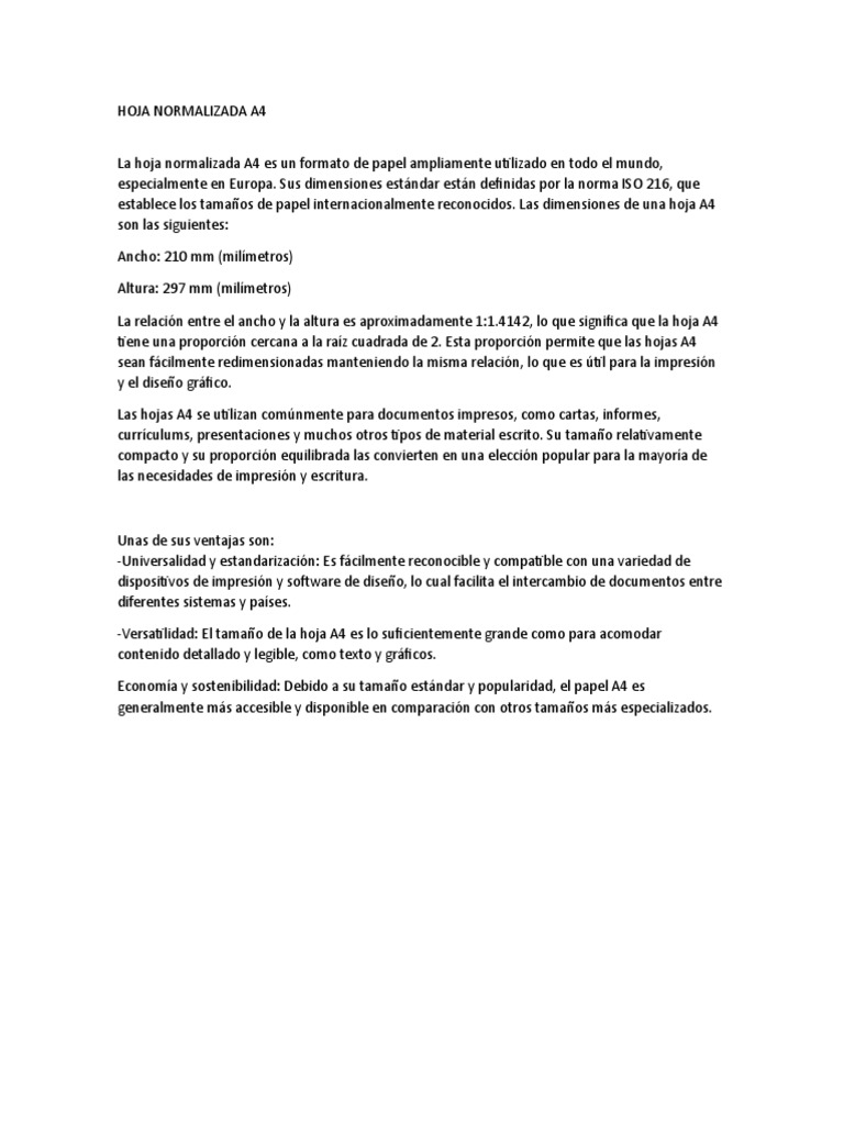 Hoja Normalizada a4 | PDF