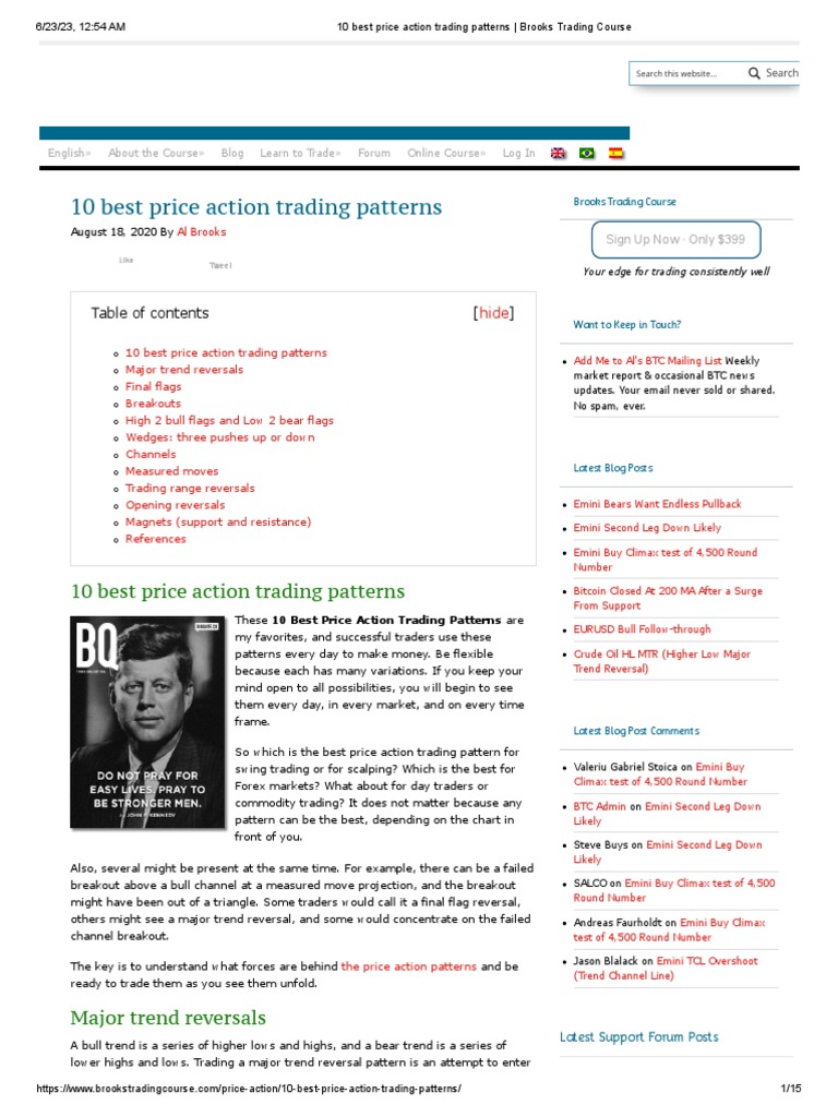 10 best price action trading patterns _ Brooks Trading Course | PDF