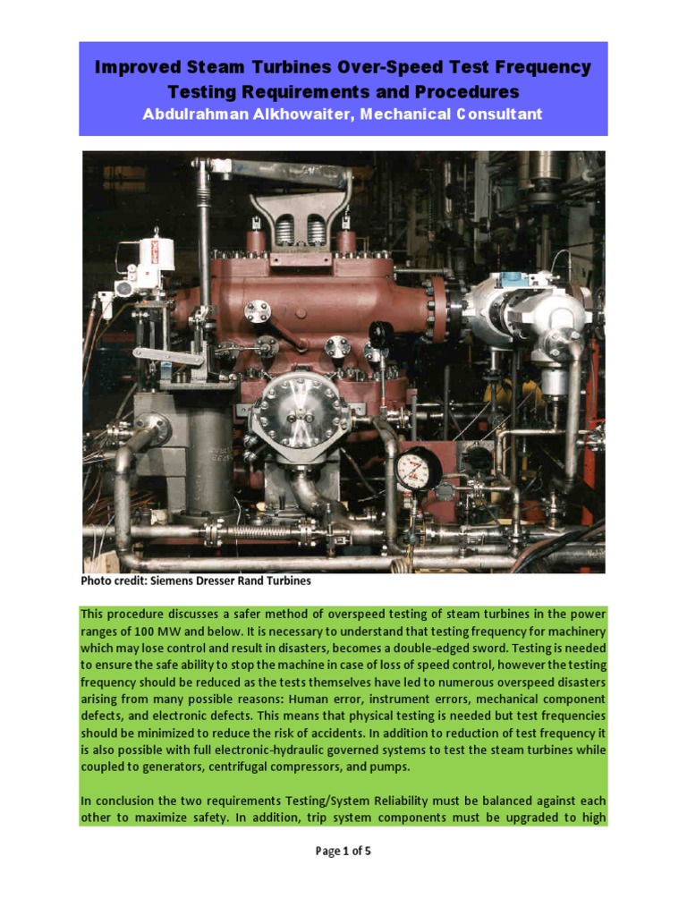 Steam Turbine Overspeed Testing Guidelines | PDF