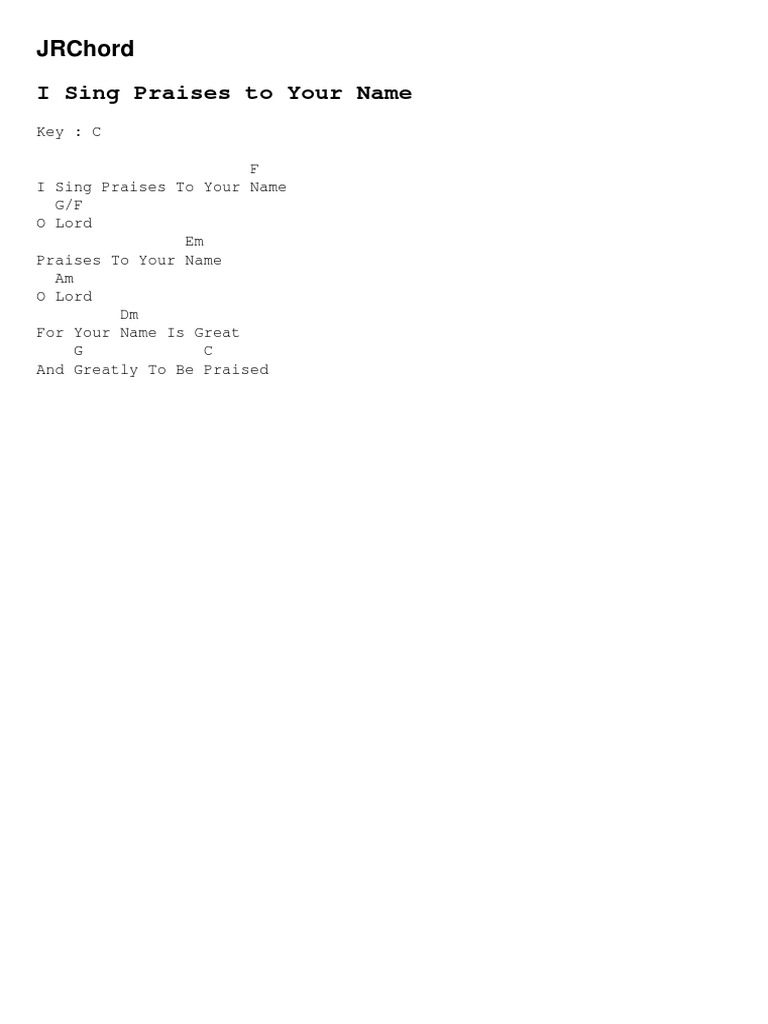 I Sing Praises To Your Name | PDF