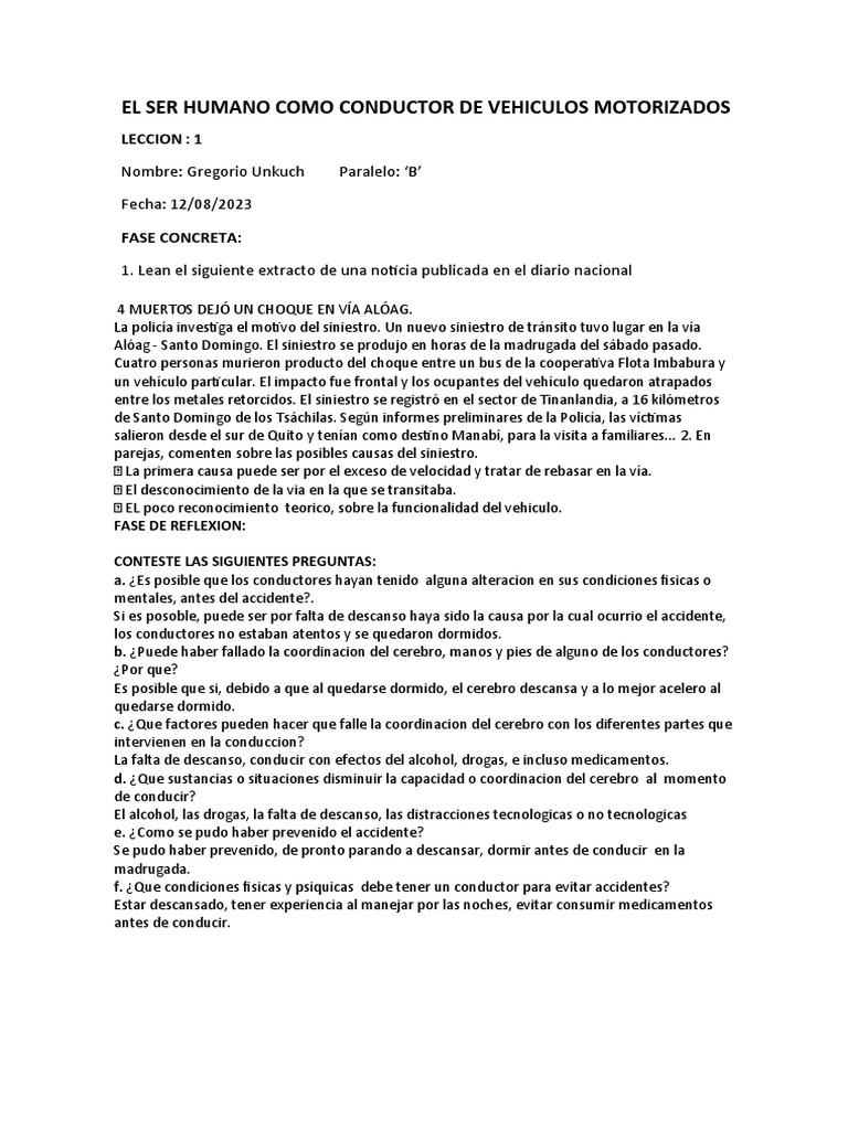 El Ser Humano Como Conductor de Vehiculos Motorizados | PDF