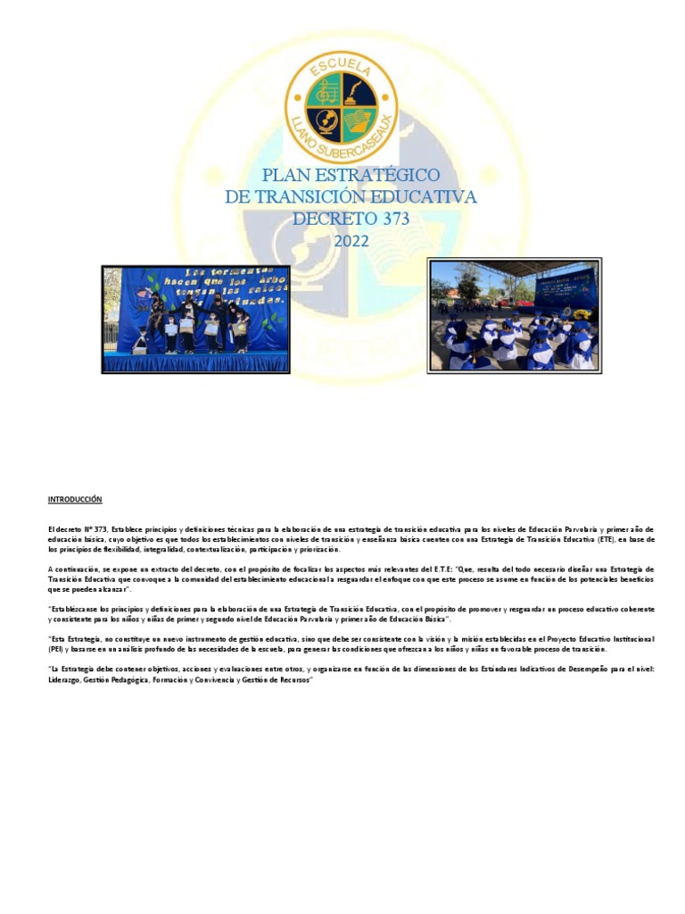 Plan de Accion Transicion Educativa 2022 | PDF | Educación de la ...