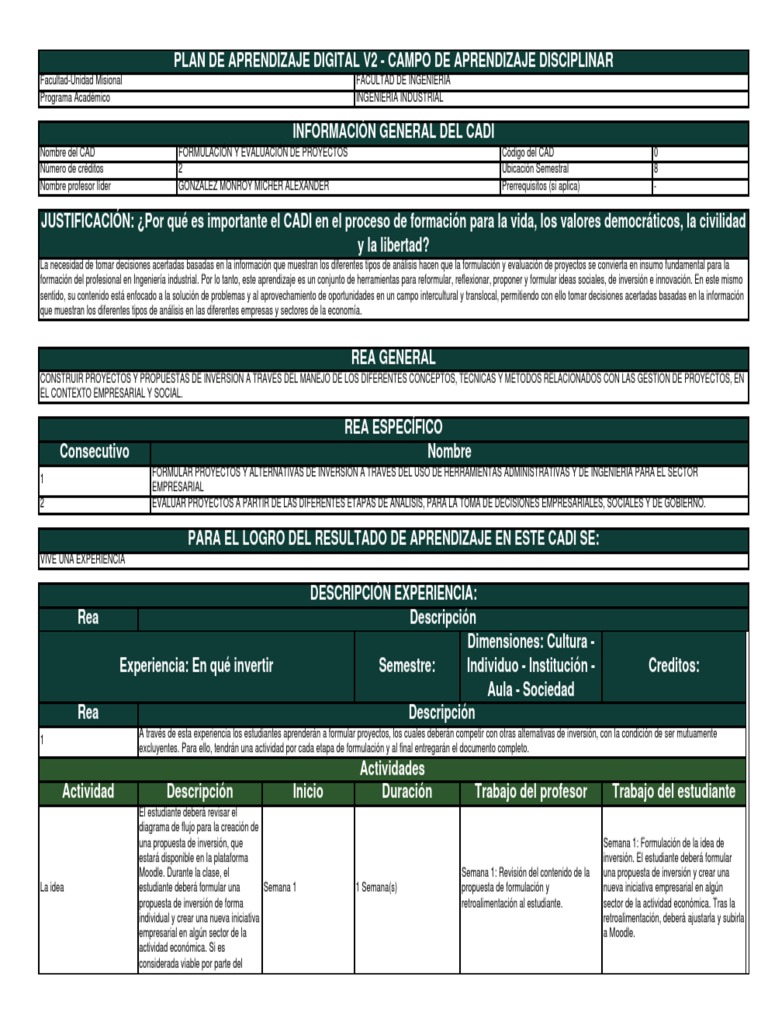 Cai Form y Eval de Proyectos | PDF Cai Form y Eval de Proyectos | PDF