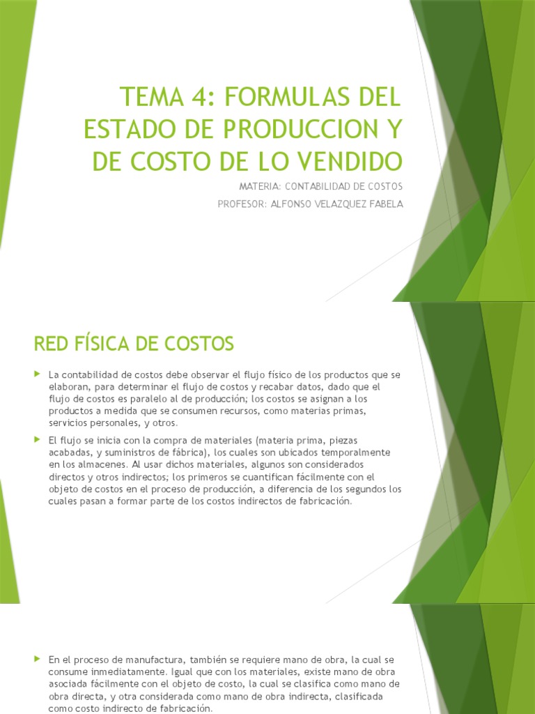 Fórmulas de Costos y Producción | PDF | Costo | Contabilidad de costos