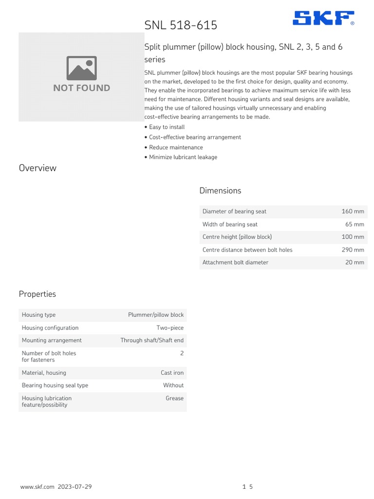 SKF SNL 518-615 Specification | PDF