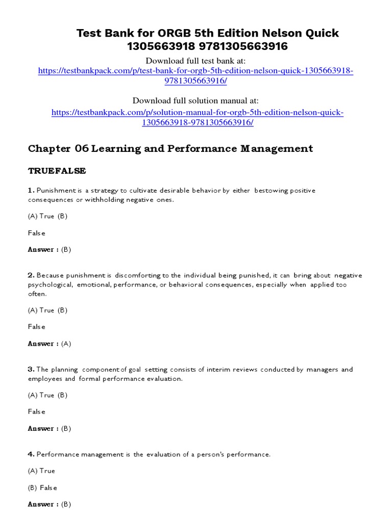 ORGB 5th Edition Nelson Test Bank Download | PDF