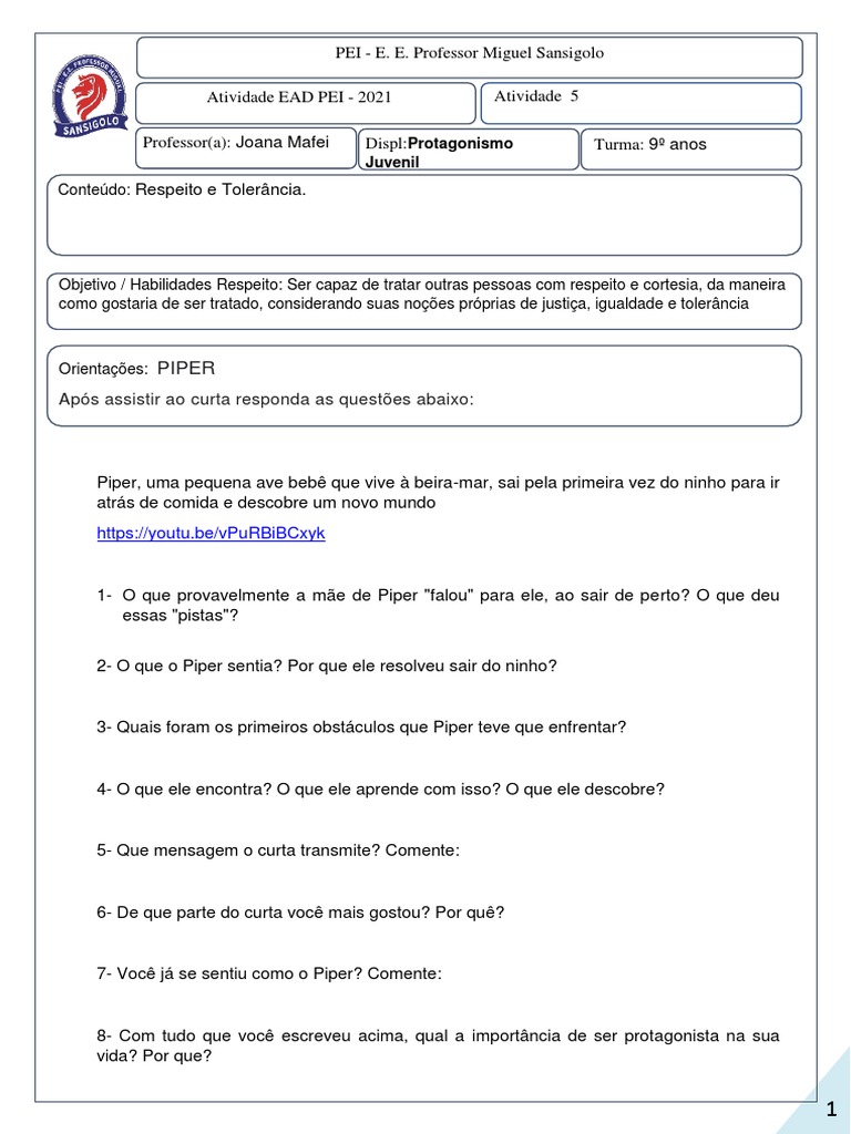 5 - Protagonismo Juvenil - 9 Anos | PDF