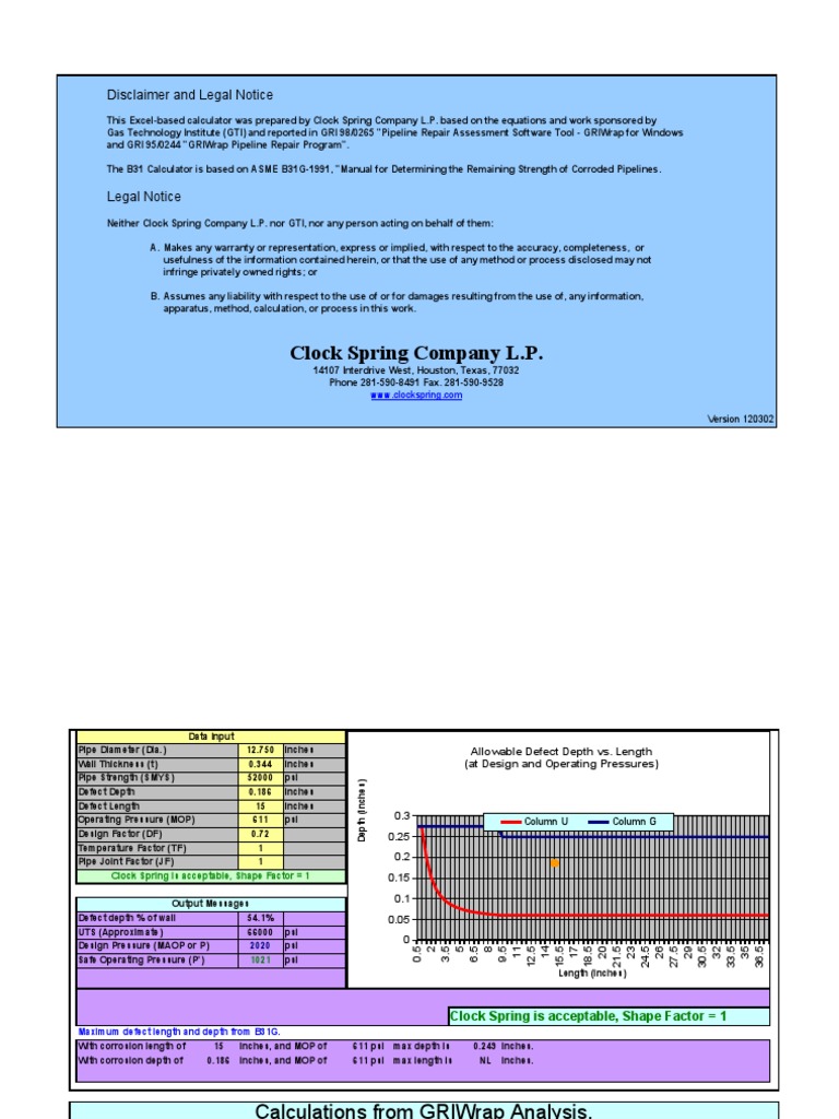 B31G Calculator-GRIWrap | PDF | Pounds Per Square Inch | Pipe (Fluid ...