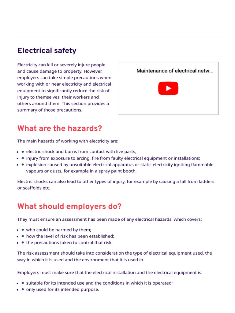 Electrical ILO FactSheet Electrical Safety | PDF | Ac Power Plugs And ...