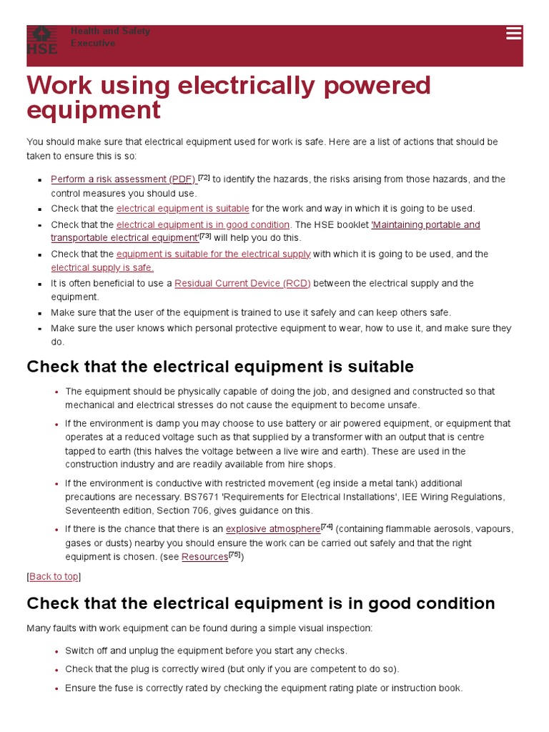 Electrical-HSE - Gov - Uk-Simple Precautions-Work Using Electrically ...