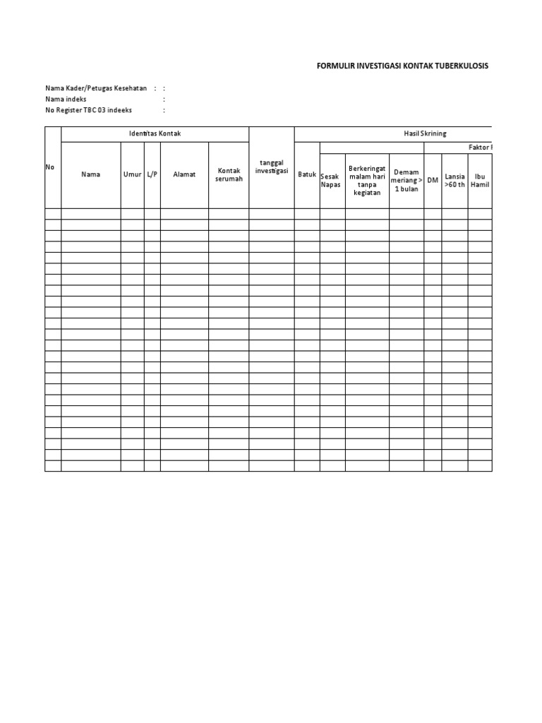 Formulir Investigasi Kontak TB | PDF