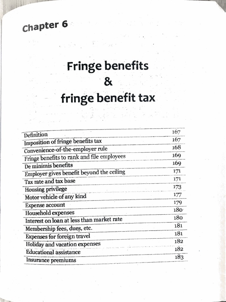Chapter 6 - Fringe Benefits | PDF
